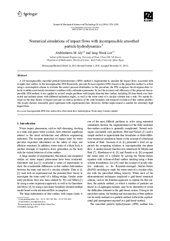(PDF) Numerical simulations of impact flows with incompressible smoothed particle hydrodynamics