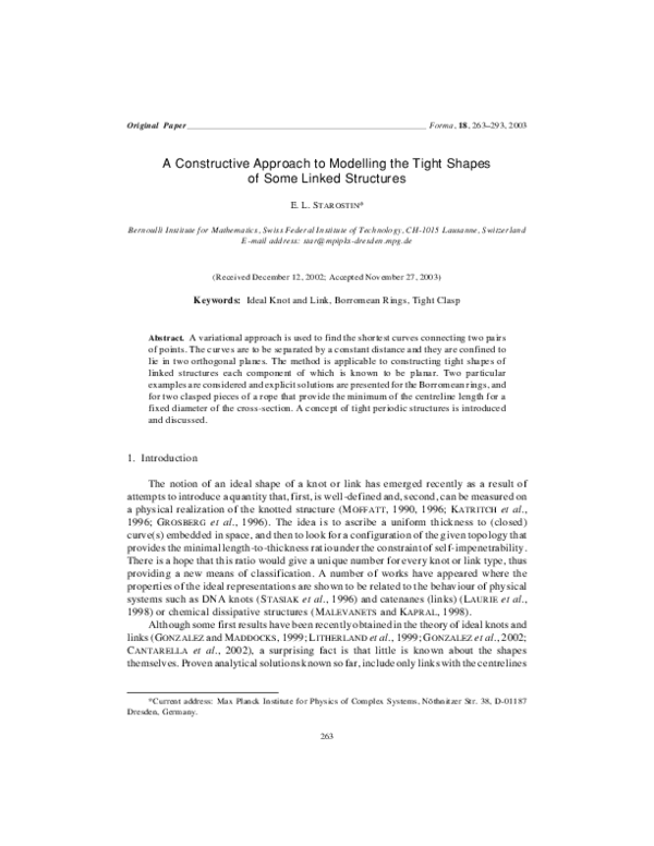 (PDF) A constructive approach to modelling the tight shapes of some linked structures