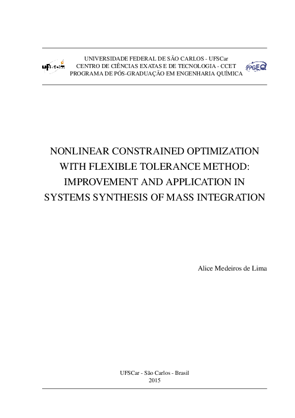 (PDF) Nonlinear constrained optimization with flexible tolerance method: improvement and ...