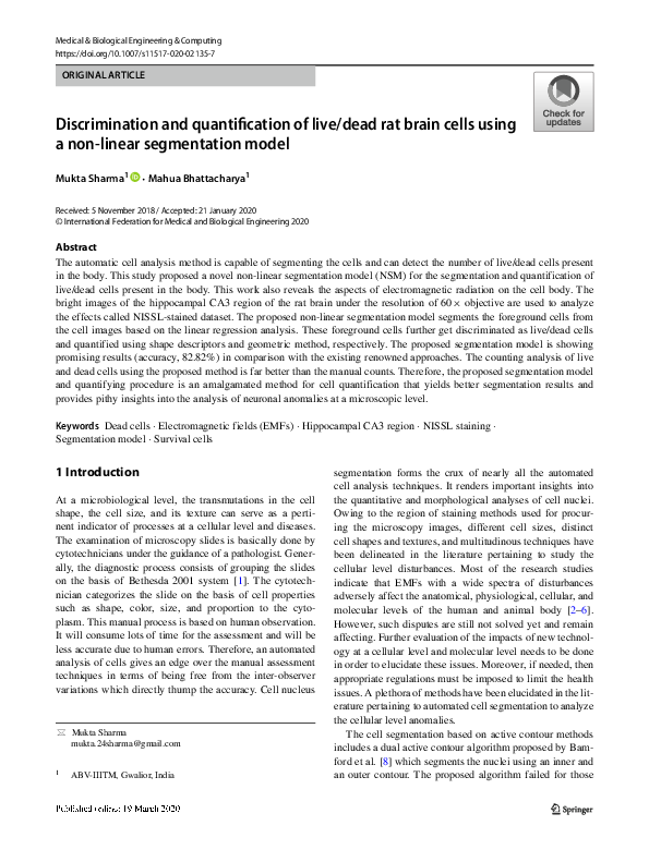 (PDF) Discrimination and quantification of live/dead rat brain cells using a non-linear ...