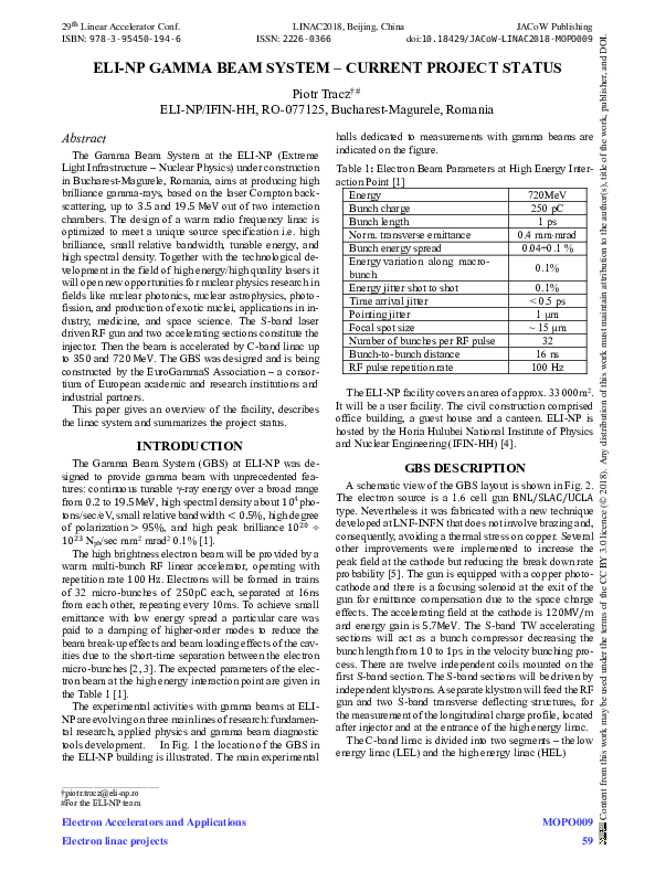 (PDF) ELI-NP Gamma Beam System - Current Project Status