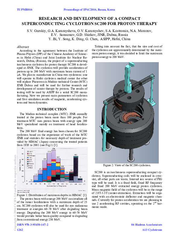(PDF) Research and Development of a Compact Superconducting Cyclotron ...