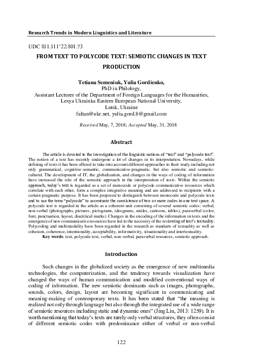 (PDF) From Text to Polycode Text: Semiotic Changes in Text Production