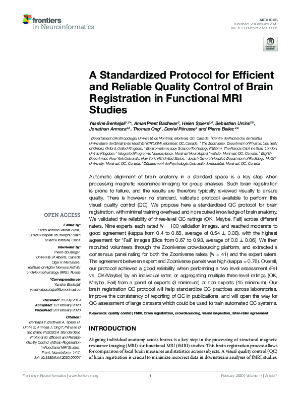 (PDF) A standardized protocol for efficient and reliable quality control of brain registration ...