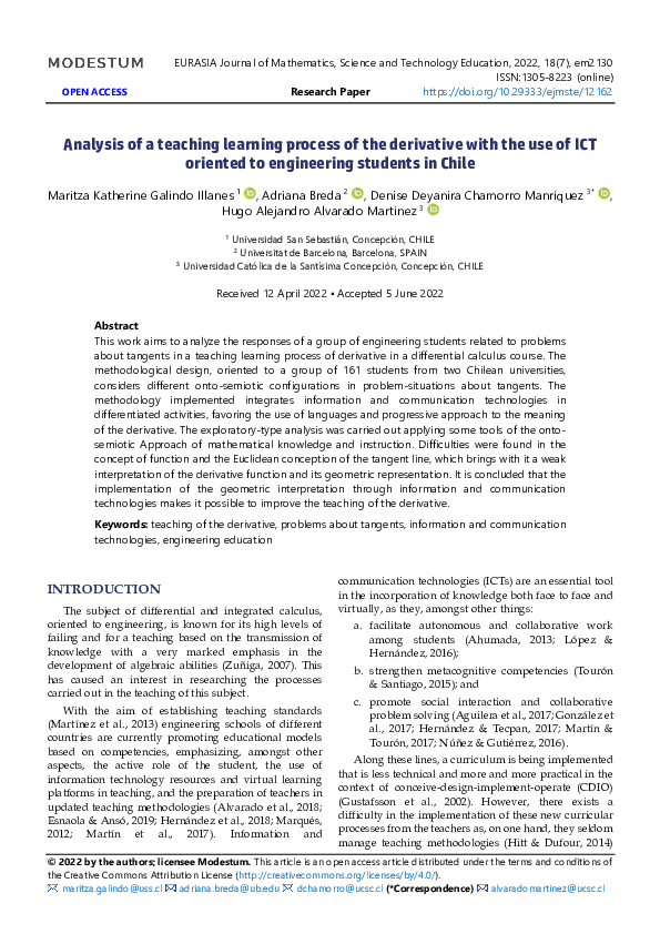 (PDF) Analysis of a teaching learning process of the derivative with the use of ICT oriented to ...