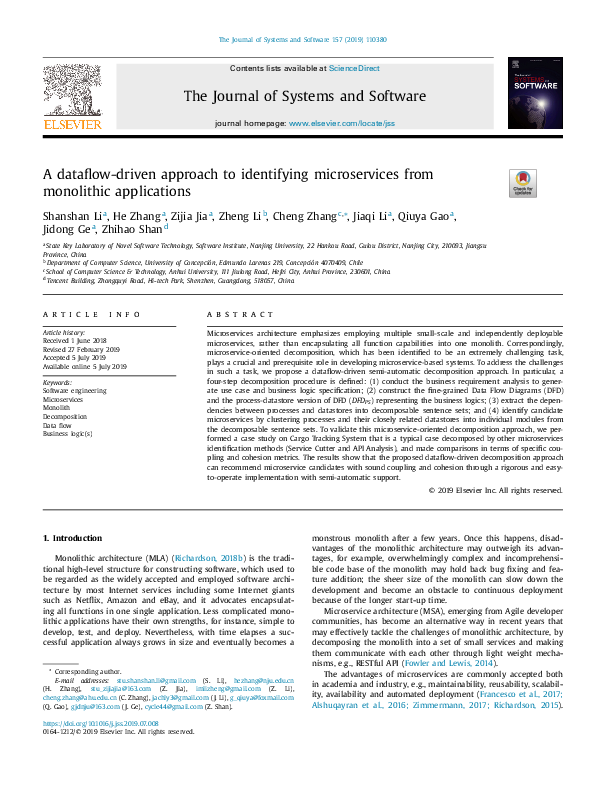 Pdf A Dataflow Driven Approach To Identifying Microservices From Monolithic Applications