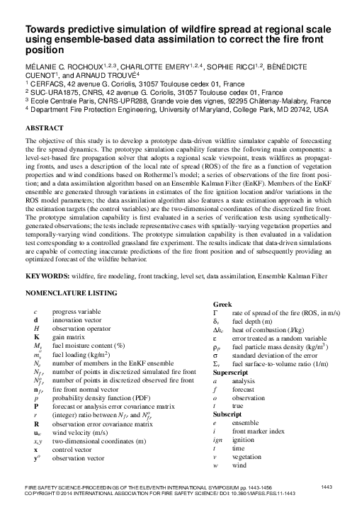Pdf Towards Predictive Simulation Of Wildfire Spread At Regional Scale Using Ensemble Based
