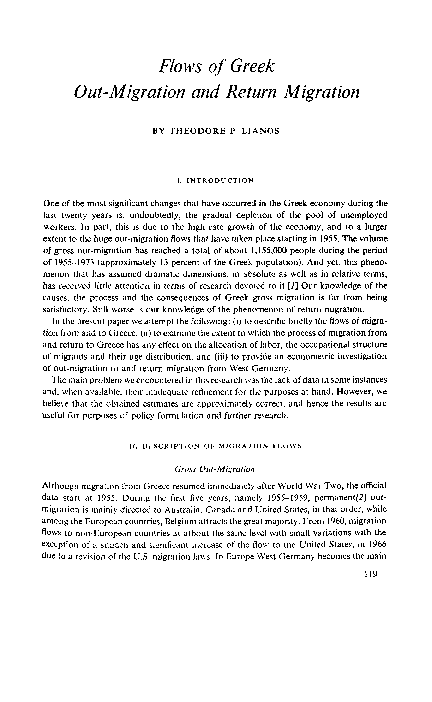 (PDF) Flows of Greek Out-Migration and Return Migration