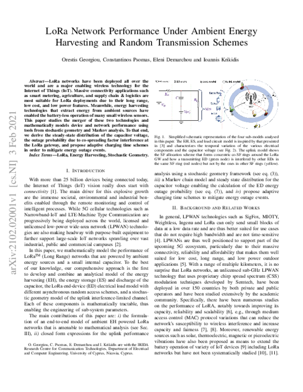 (PDF) LoRa Network Performance Under Ambient Energy Harvesting and Random Transmission Schemes ...