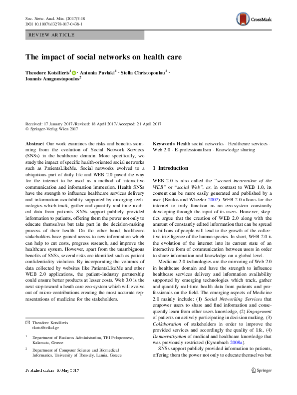 (PDF) The impact of social networks on health care