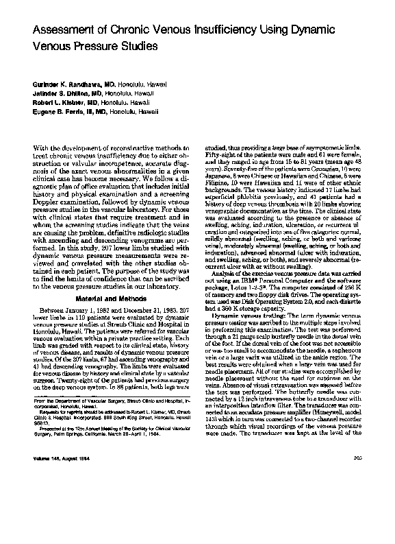 (PDF) Assessment of chronic venous insufficiency using dynamic venous ...