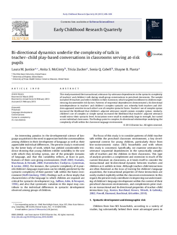 (PDF) Bi-directional dynamics underlie the complexity of talk in ...
