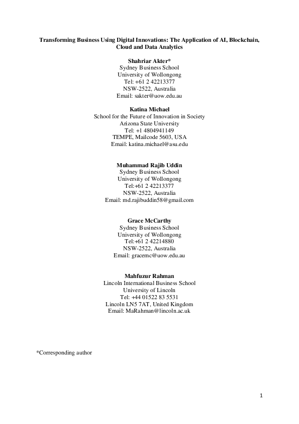 (PDF) Transforming business using digital innovations: the application ...