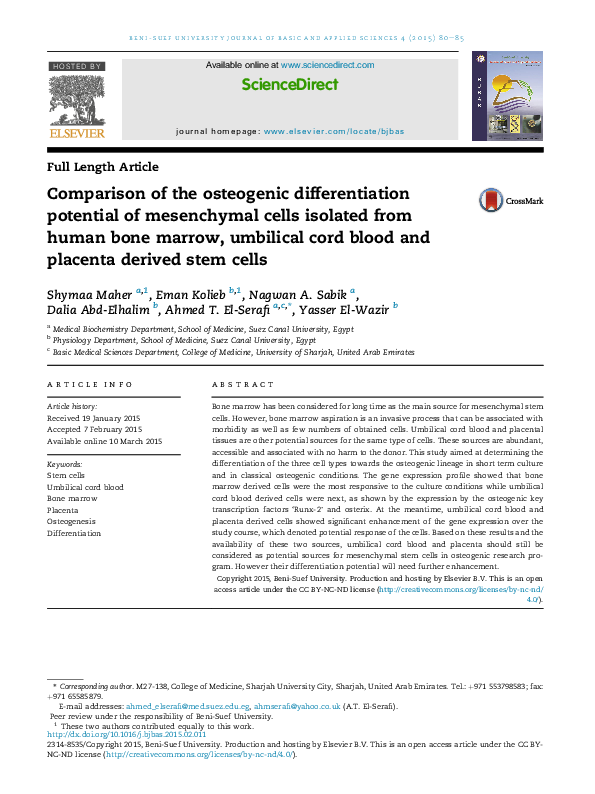 (PDF) Comparison of the osteogenic differentiation potential of mesenchymal cells isolated from ...