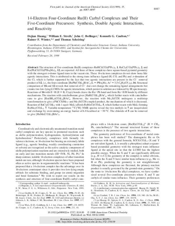 (PDF) 14-Electron Four-Coordinate Ru(II) Carbyl Complexes and Their ...