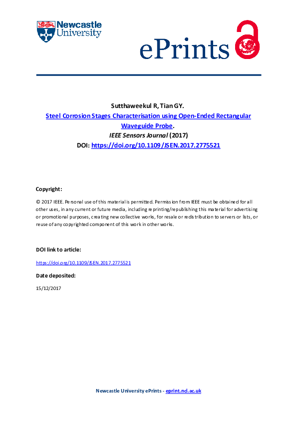 (PDF) Steel Corrosion Stages Characterization Using Open-Ended ...