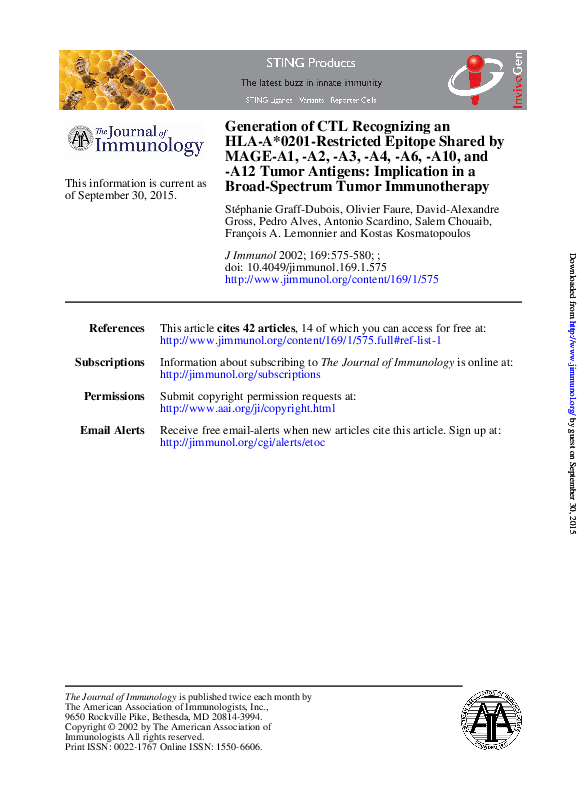 (PDF) Tumor Immunotherapy Implication in a Broad-Spectrum -A6, -A10 ...