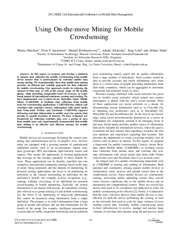 (PDF) Using On-the-Move Mining for Mobile Crowdsensing | Seng Loke - Academia.edu