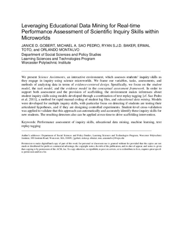 (PDF) In response to these implementation and assessment difficulties , we are developing a web ...