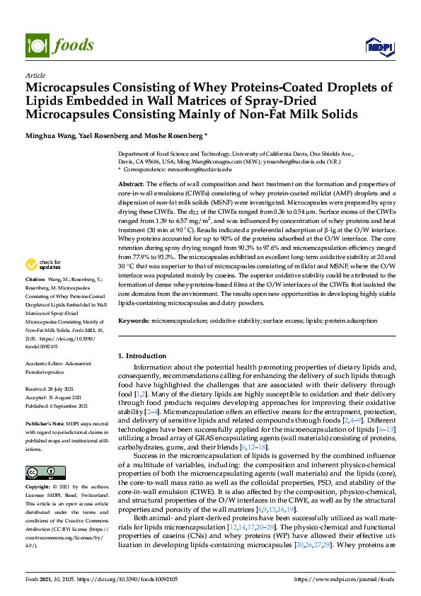 (PDF) Microcapsules Consisting of Whey Proteins-Coated Droplets of ...