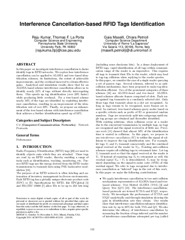 (PDF) Interference cancellation-based RFID tags identification