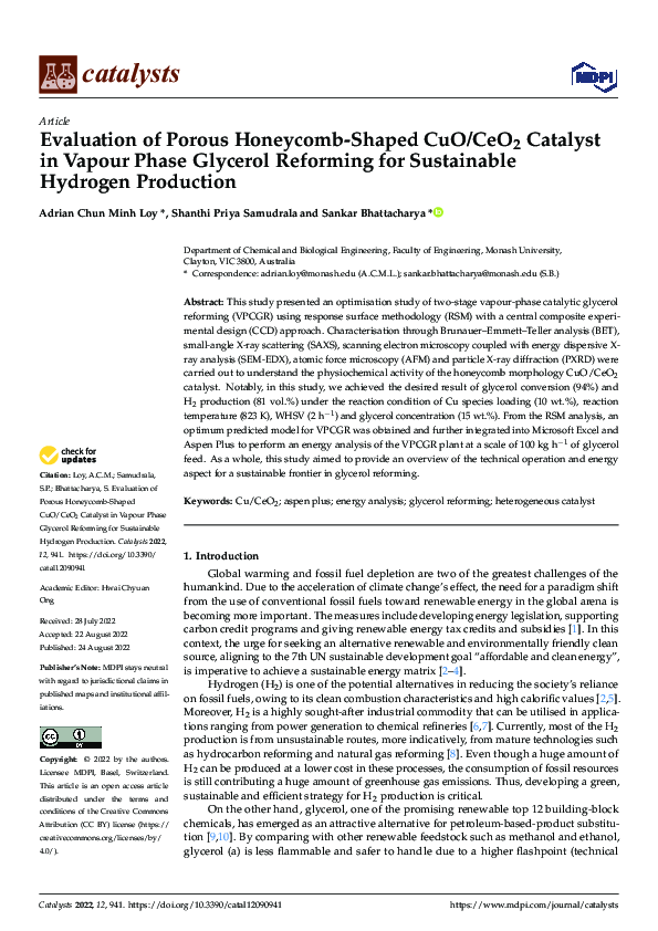 (PDF) Evaluation of Porous Honeycomb-Shaped CuO/CeO2 Catalyst in Vapour ...