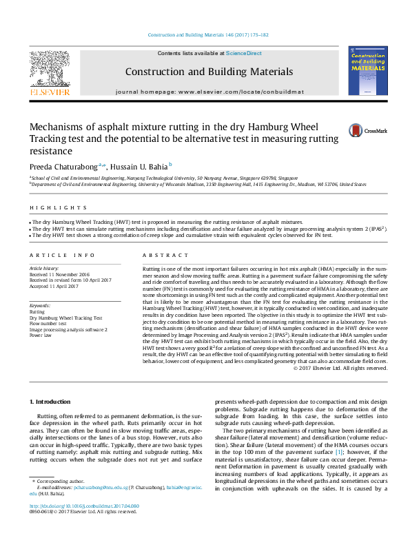 (PDF) Mechanisms of asphalt mixture rutting in the dry Hamburg Wheel ...