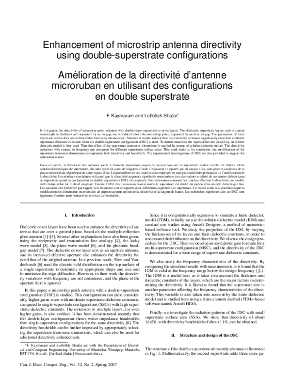 (PDF) Enhancement of microstrip antenna directivity using double ...