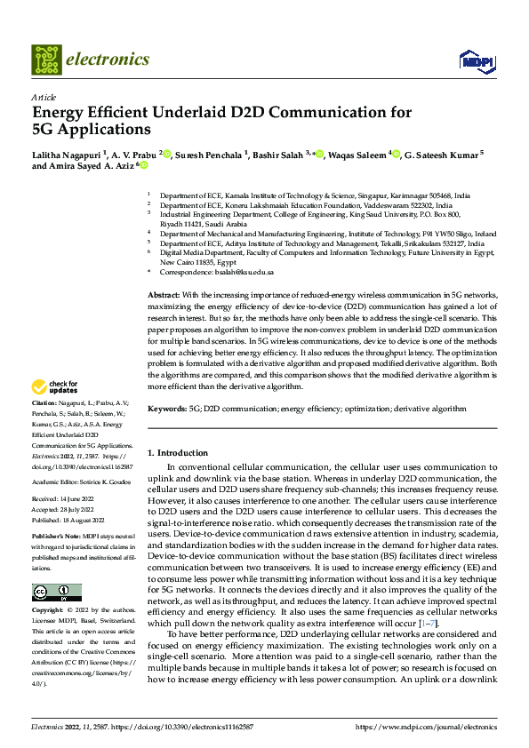 (PDF) Energy Efficient Underlaid D2D Communication for 5G Applications