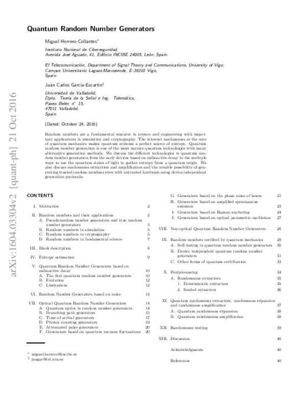 (PDF) Quantum random number generators | kam chan - Academia.edu