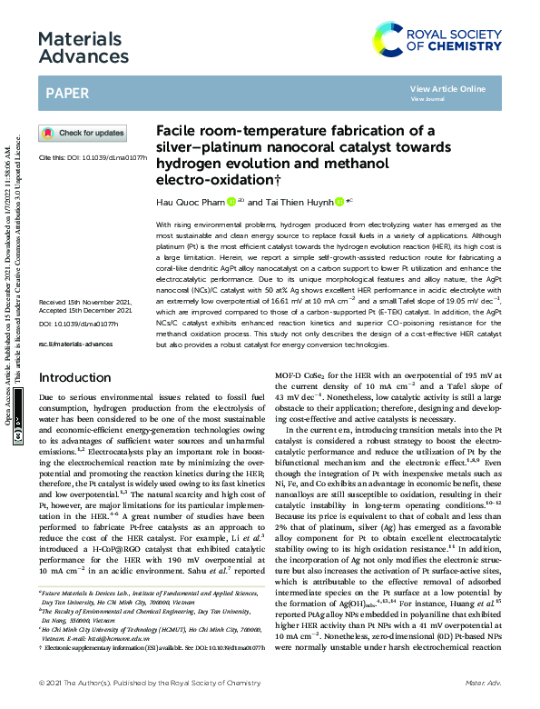 (PDF) Facile room-temperature fabrication of a silver–platinum nanocoral catalyst towards ...