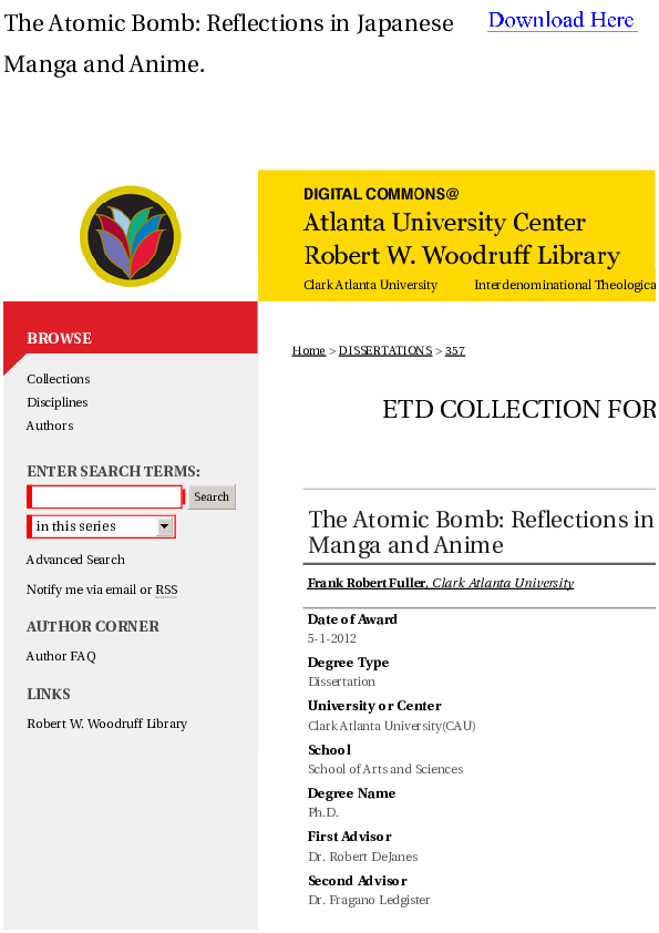 (PDF) The Atomic Bomb: Reflections in Japanese Manga and Anime | Frank ...