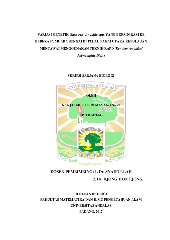 (PDF) VARIASI GENETIK GLASS EELS Anguilla spp. YANG BERMIGRASI KE ...