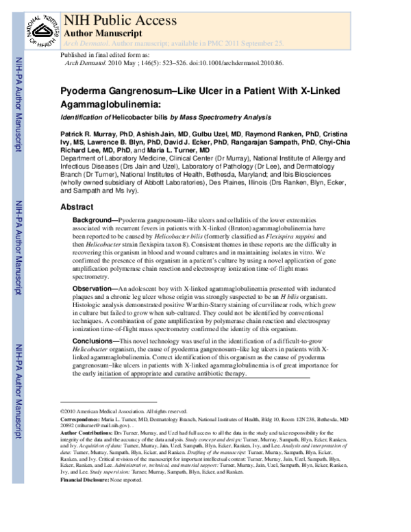 (PDF) Pyoderma Gangrenosum–Like Ulcer in a Patient With X-Linked ...