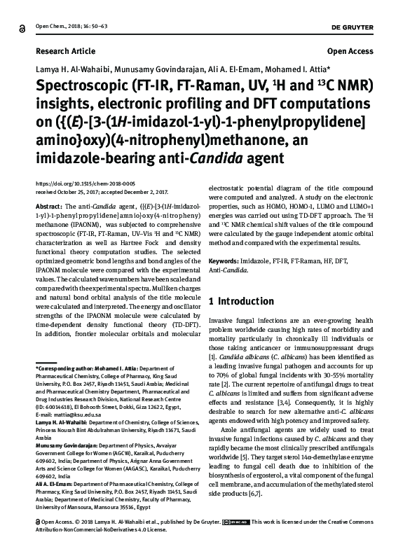 (PDF) Spectroscopic (FT-IR, FT-Raman, UV, 1H and 13C NMR) insights, electronic profiling and DFT ...