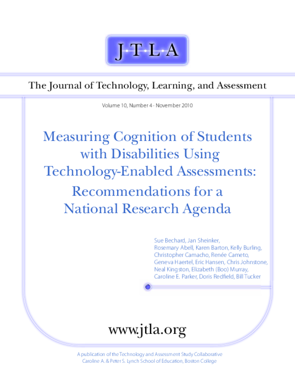 (PDF) Measuring Cognition of Students with Disabilities Using ...