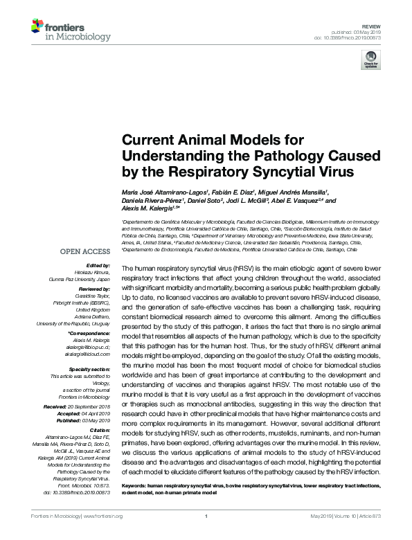(PDF) Current Animal Models for Understanding the Pathology Caused by ...
