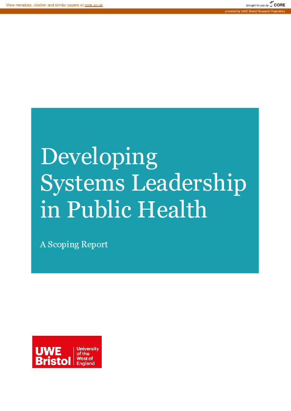 (PDF) Developing systems leadership in public health: A scoping report