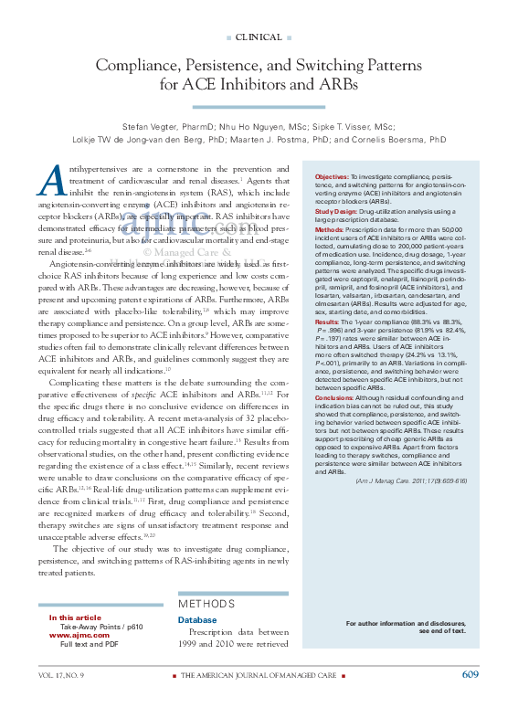 (PDF) Compliance, persistence, and switching patterns for ACE ...