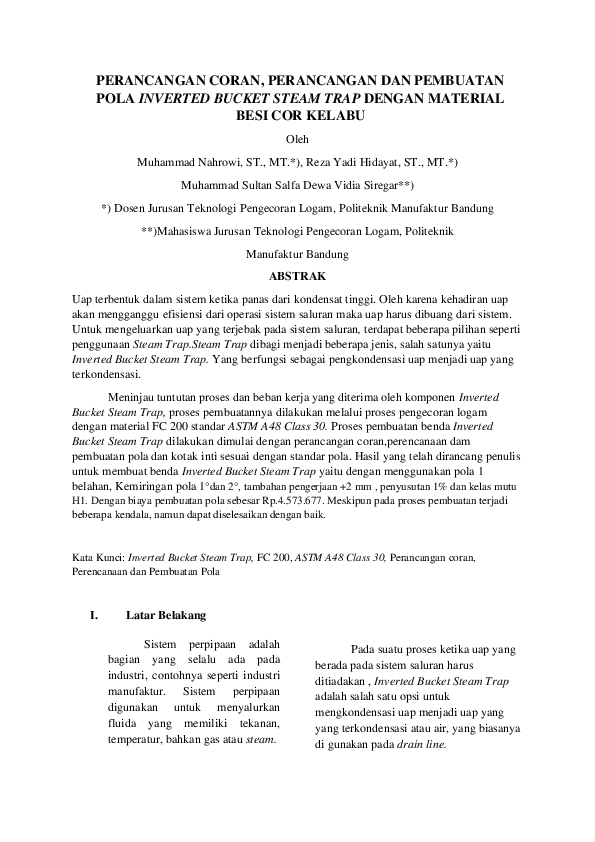 (PDF) PERANCANGAN CORAN, PERANCANGAN DAN PEMBUATAN POLA INVERTED BUCKET ...