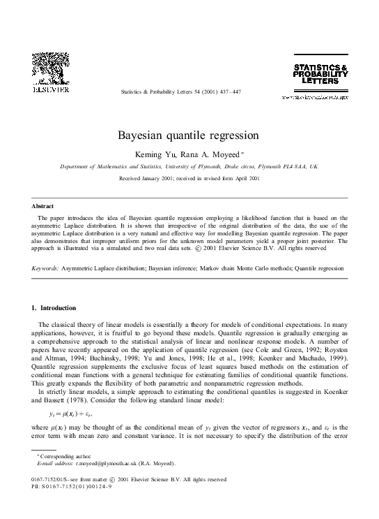 (PDF) Bayesian quantile regression