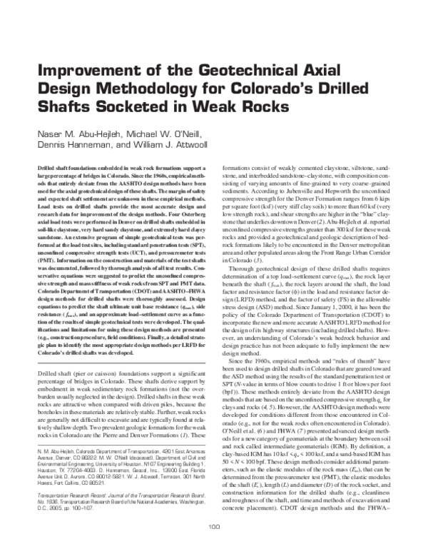 (PDF) Improvement of the Geotechnical Axial Design Methodology for ...