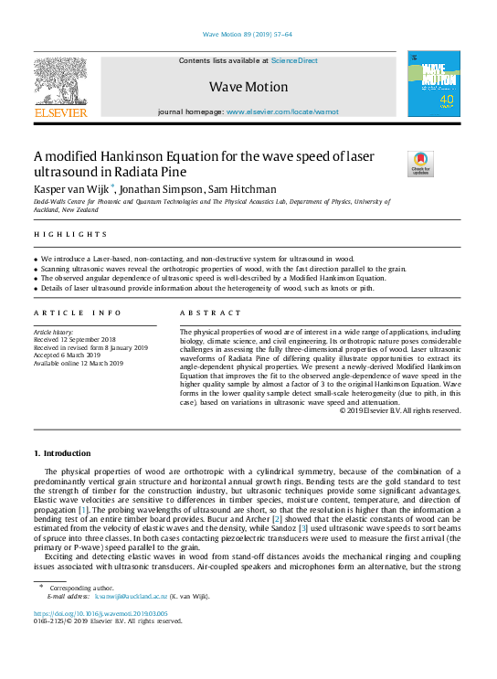 (PDF) A modified Hankinson equation for the wave speed of laser ...