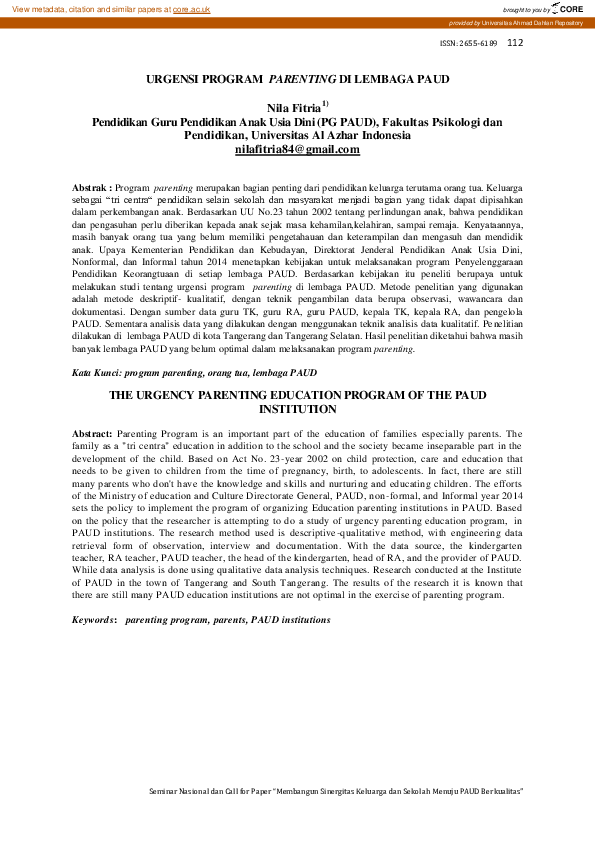 (PDF) Urgensi Program Parenting DI Lembaga Paud