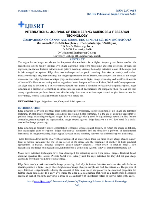 (PDF) Technology Comparison of Canny and Sobel Edge in Detection Techniques