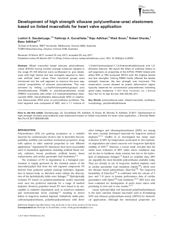 (PDF) Development of high strength siloxane poly(urethane-urea ...