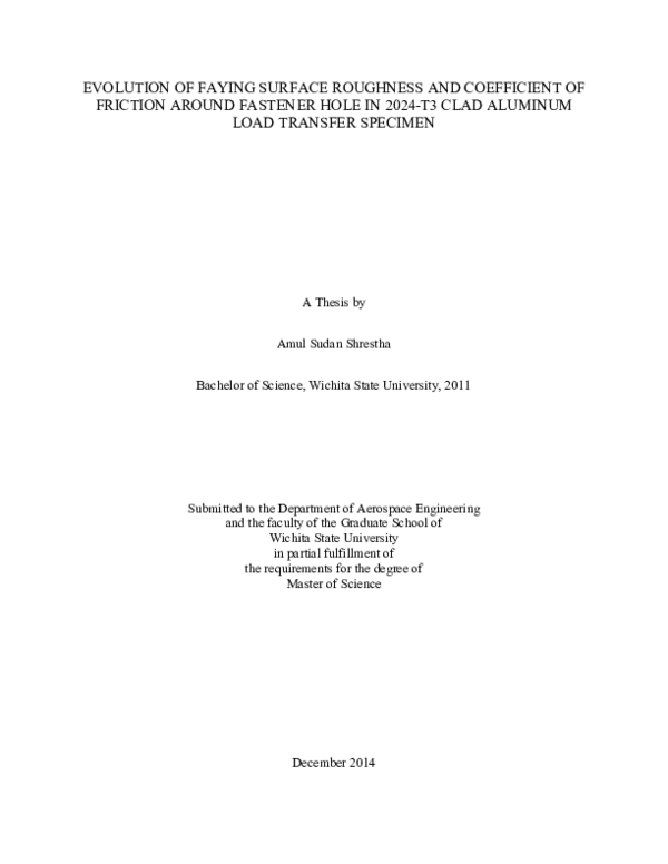 (PDF) Evolution of faying surface roughness and coefficient of friction ...