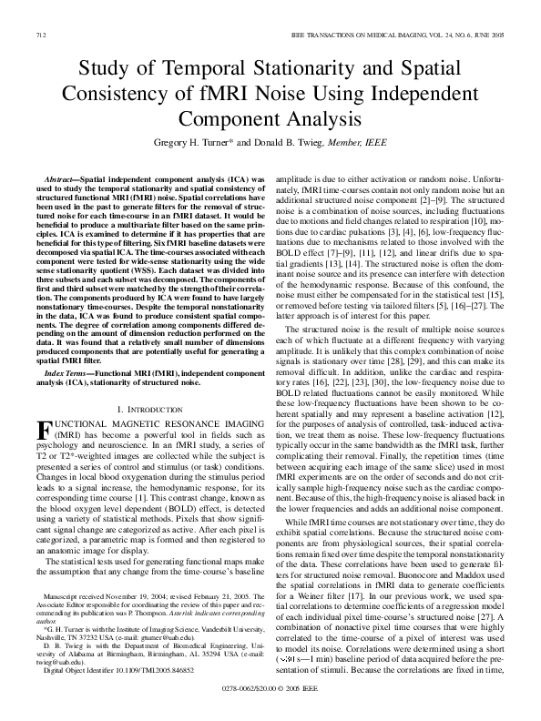 (PDF) Study of temporal stationarity and spatial consistency of fMRI noise using independent ...