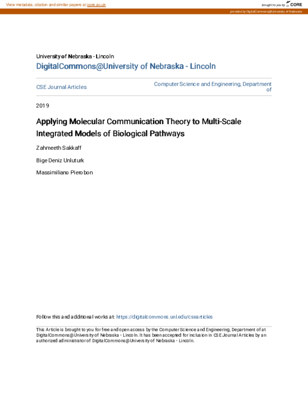 (PDF) Applying Molecular Communication Theory to Multi-Scale Integrated Models of Biological ...