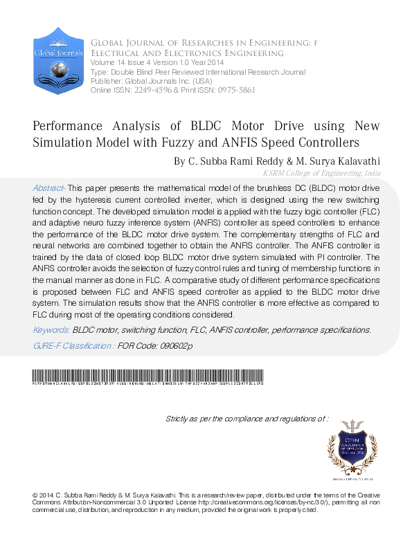 Pdf Performance Analysis Of Bldc Motor Drive Using New Simulation